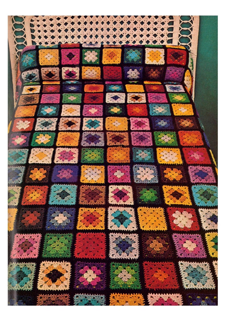 Vintage 70s Granny Squares Pattern Instant Download PDF 2 Pages - Etsy