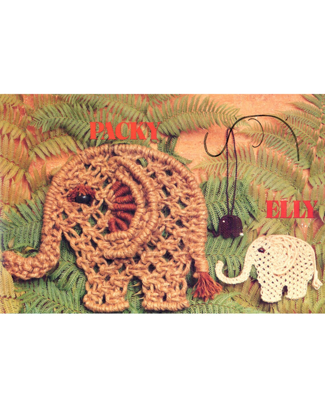 Vintage 70s Macrame Elephants Pattern Instant Download PDF 1 Page Plus ...