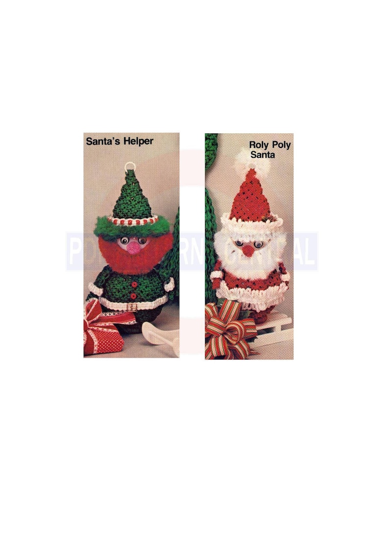Vintage 70s Macrame Roly Poly Santa & Santa's Helper Pattern Instant ...