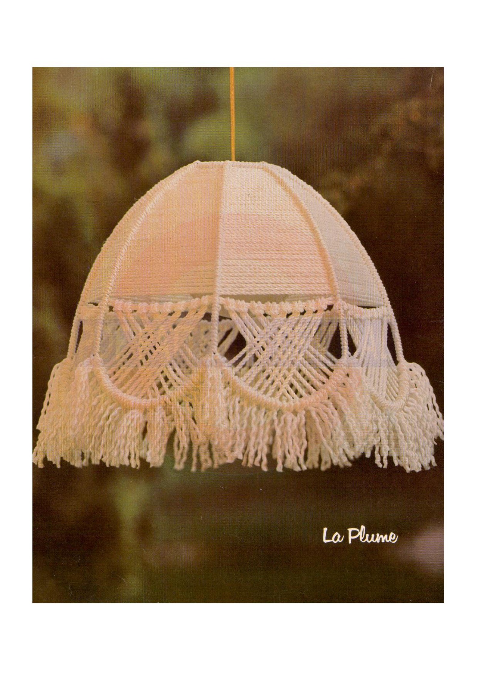 Vintage 70s La Plume Macrame Lamp Shade Pattern Instant Download PDF 2 ...