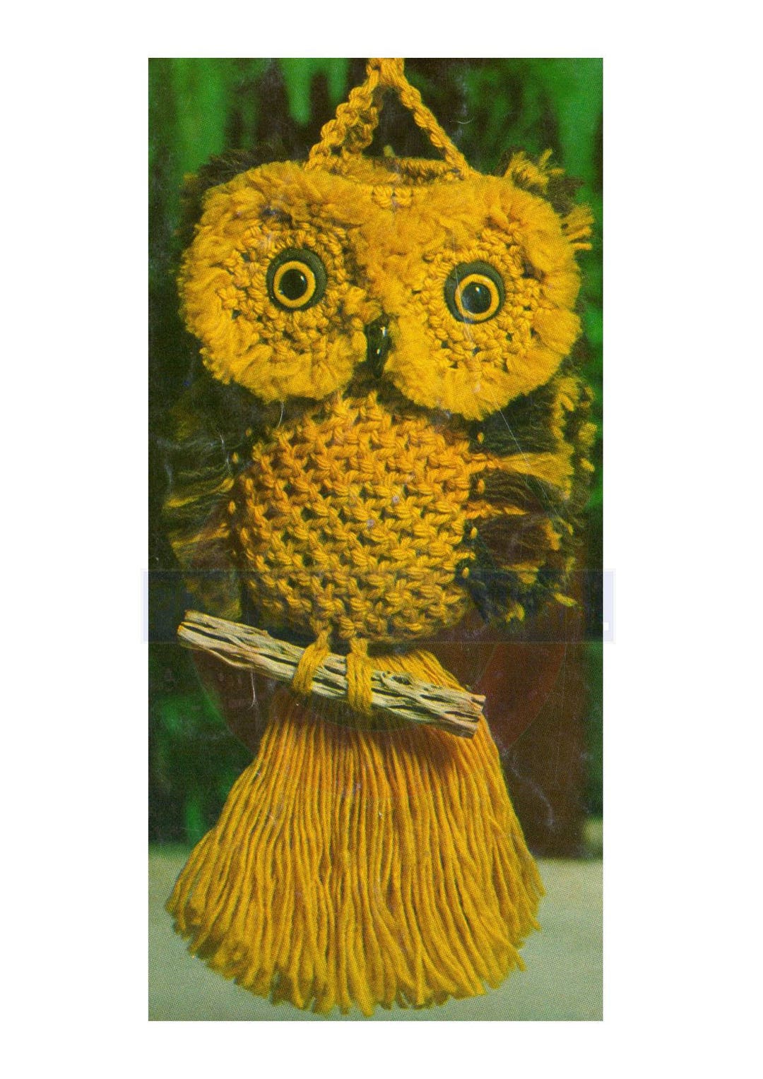 Vintage 70s the Banker Macrame Owl Wall Hanging Pattern Instant ...