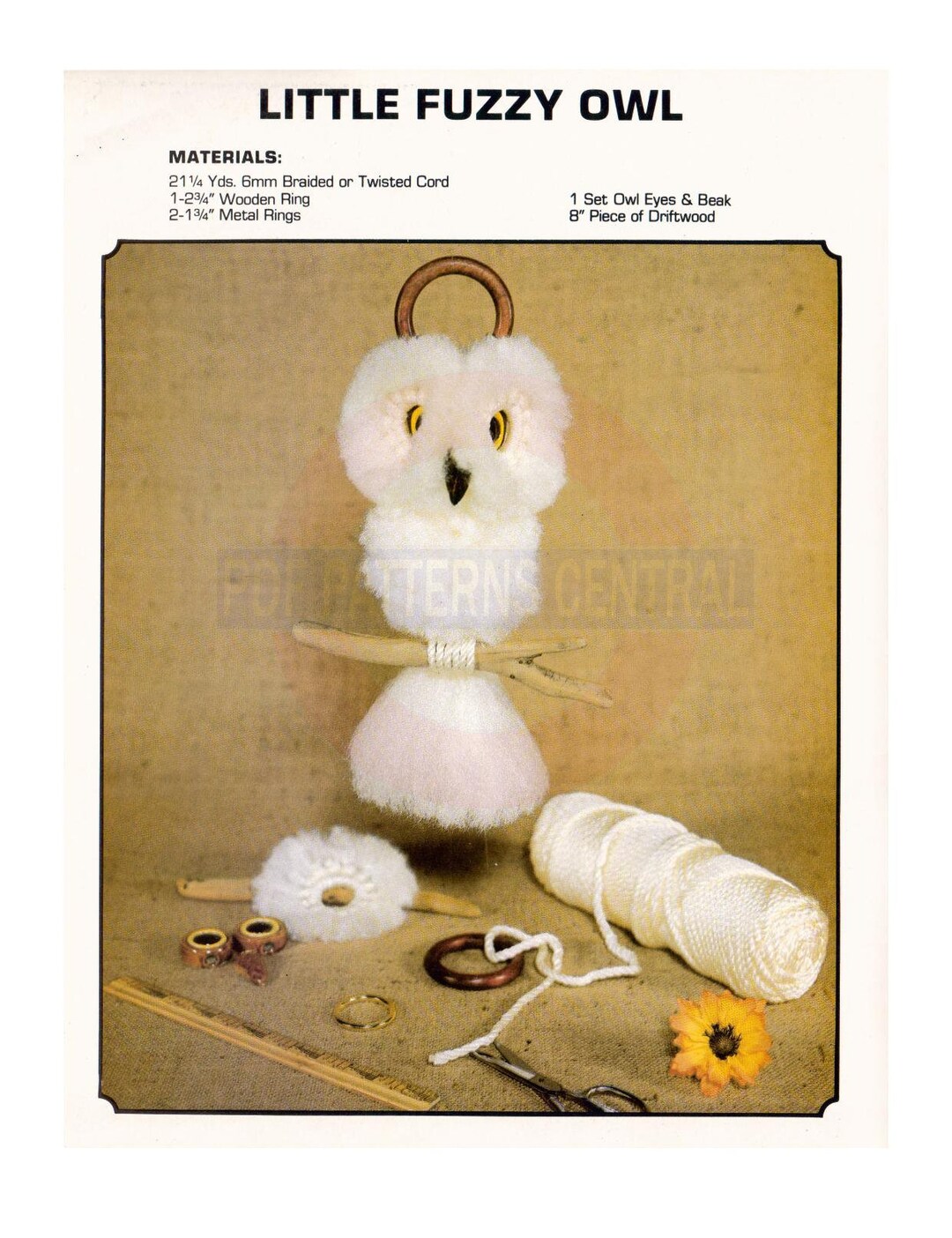 Vintage Fuzzy Little Macrame Owl Pattern Instant Download PDF 2 Pages Plus a File With Extra ...