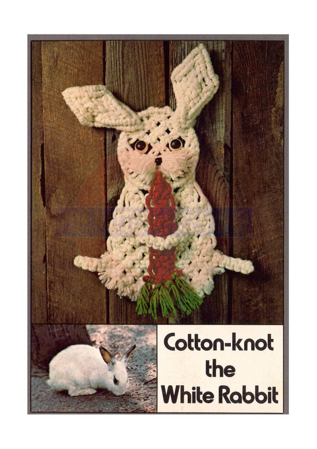 Vintage 70s Macrame Rabbit Wall Hanging Pattern Instant Download PDF 3 ...