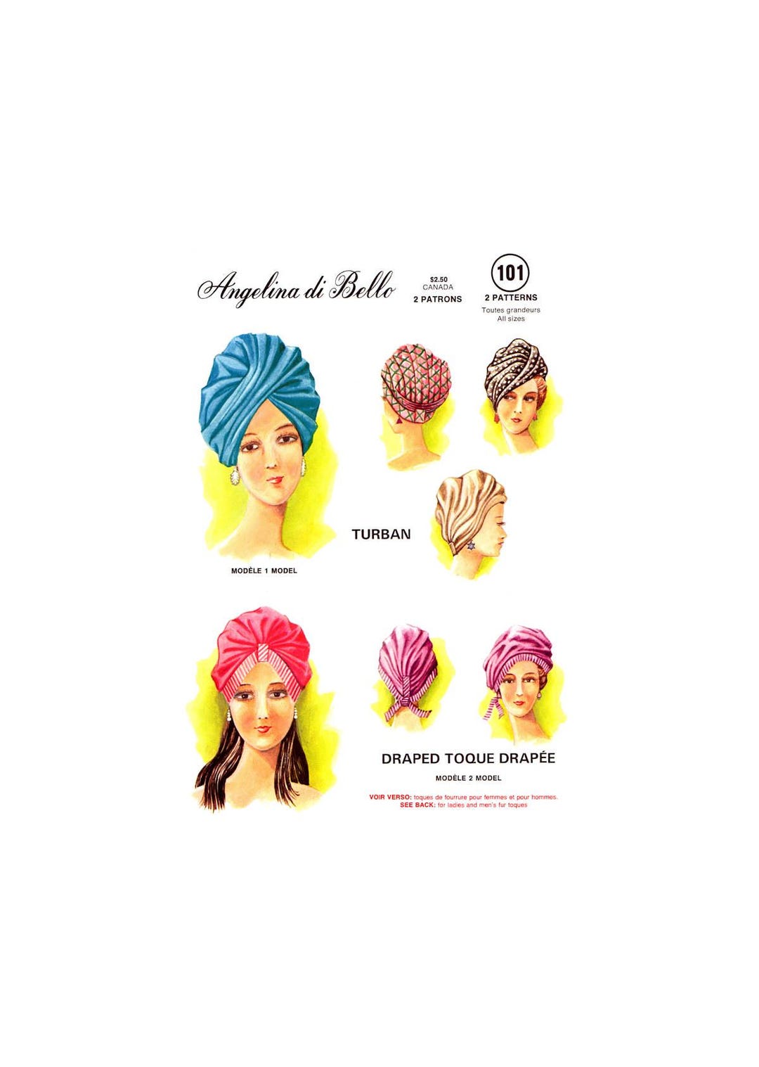 PDF Digital Download: 70s Turban or Draped Toque, Angelina Di Bello 101 ...