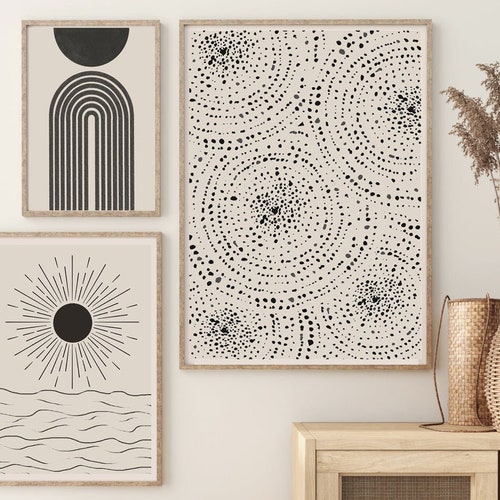 Wall Art Set Of 3 Abstract Boho Art Set Of 3 Prints Bohemian Etsy
