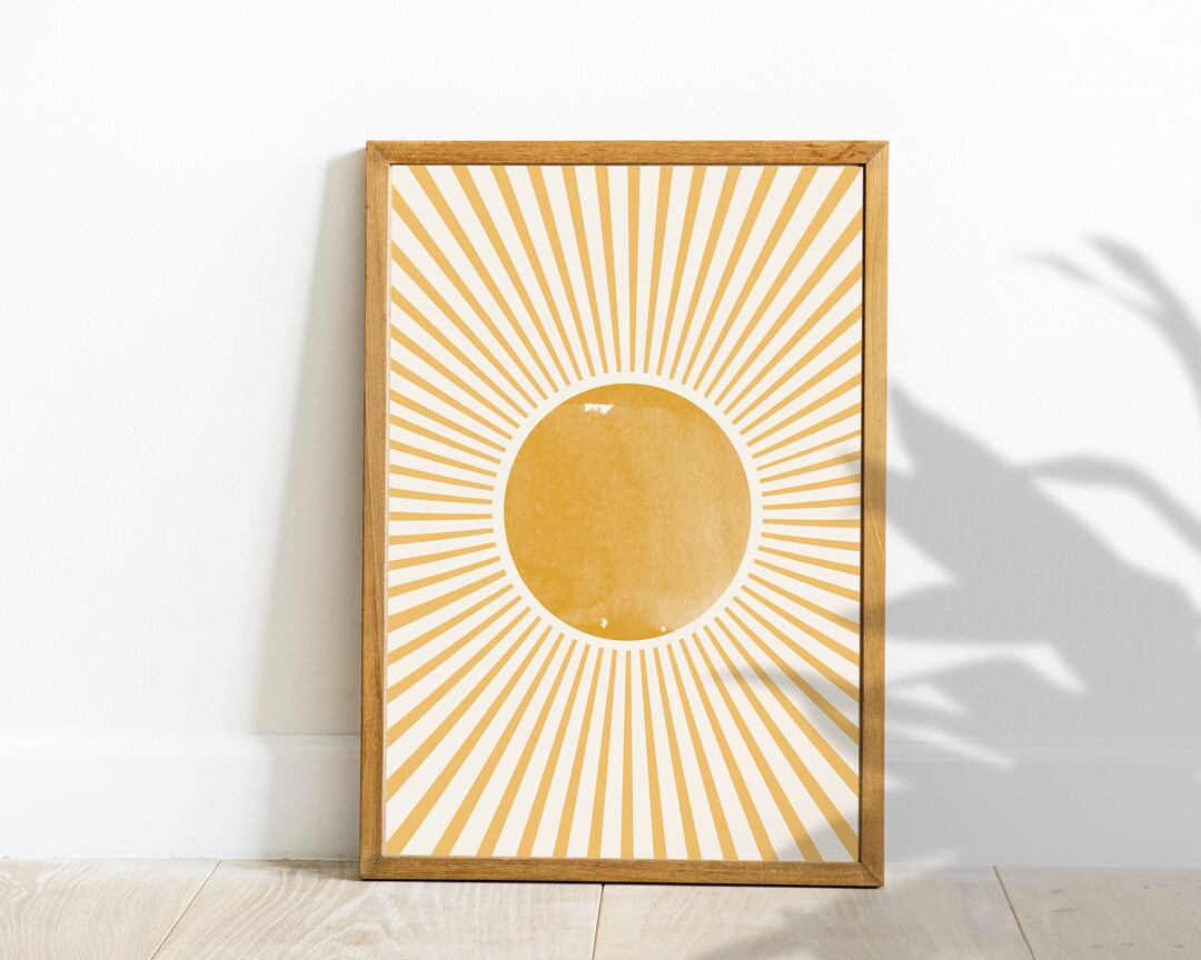 Boho Sun Print, Large Sun Art Print, Shining Art Poster, Abstract Sun ...