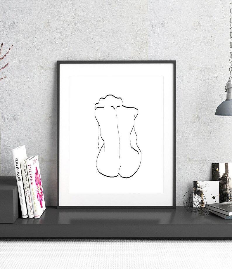Nude Art Black And White Prints Nude Line Drawing Figure Etsy