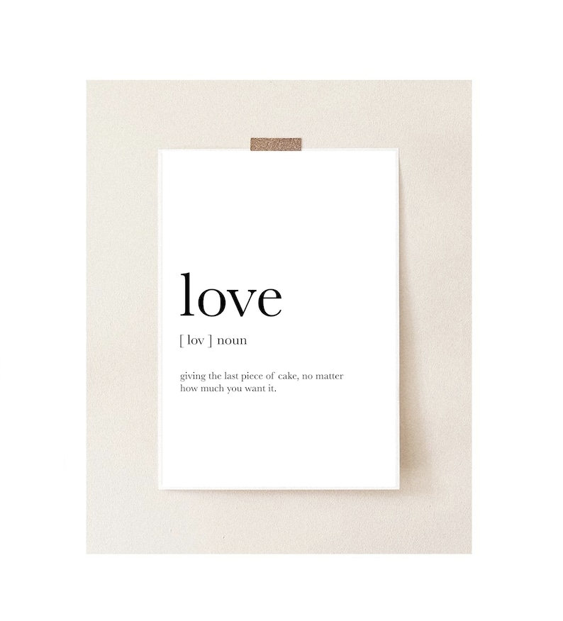 Love Definition Love Sign Print Black White Wall Art Love - Etsy