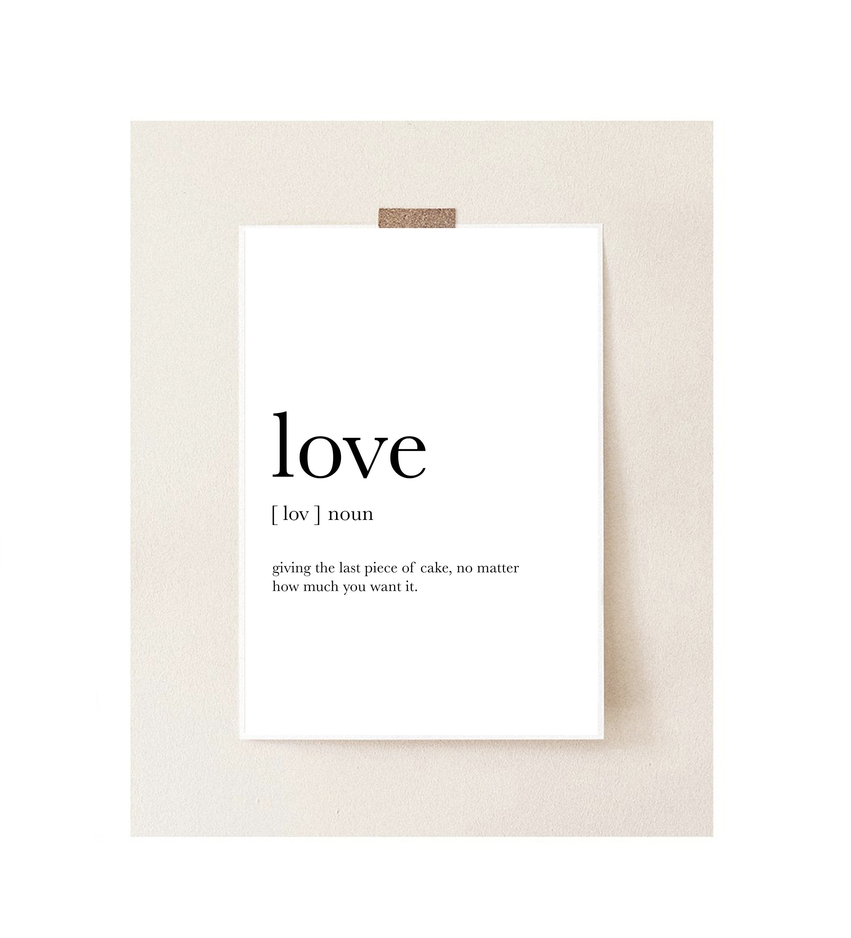 Love Definition Love Sign Print Black White Wall Art Love - Etsy