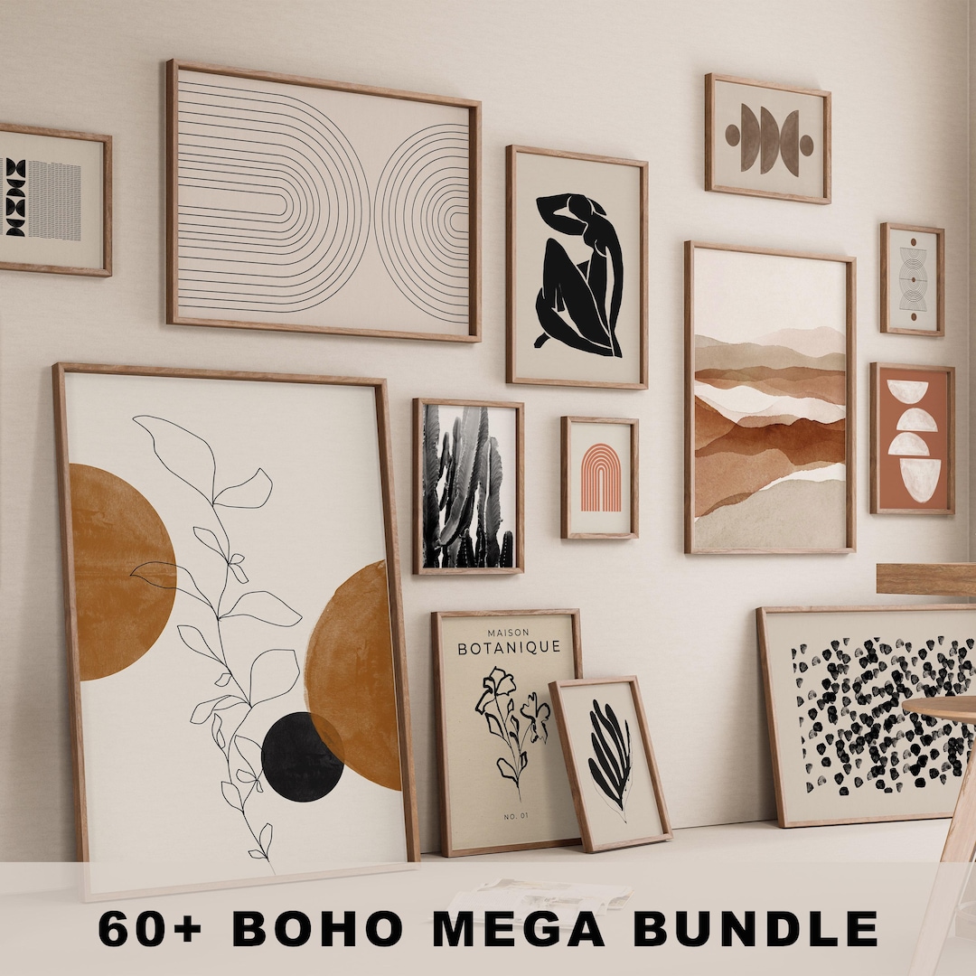 60+ Boho Gallery Wall Art Prints: Neutral Decor Set (digital Download ...