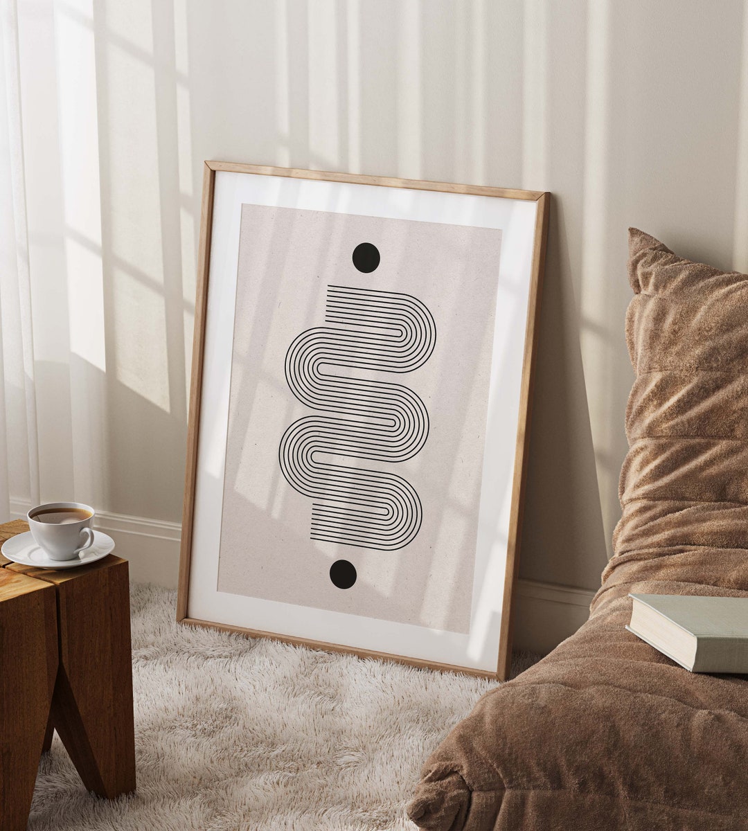 Mid Century Modern Line Art Print: Neutral Geometric Arches (instant ...