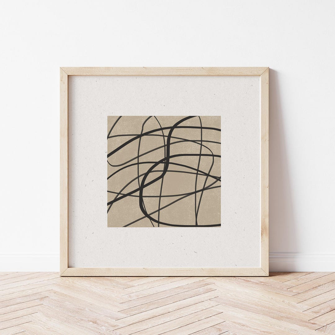Framed Geometric Abstract Art Print: Mid-century Modern Oak Frame - Etsy
