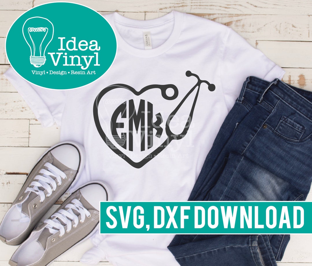 Nurse Monogram Outline SVG DXF Download - Etsy