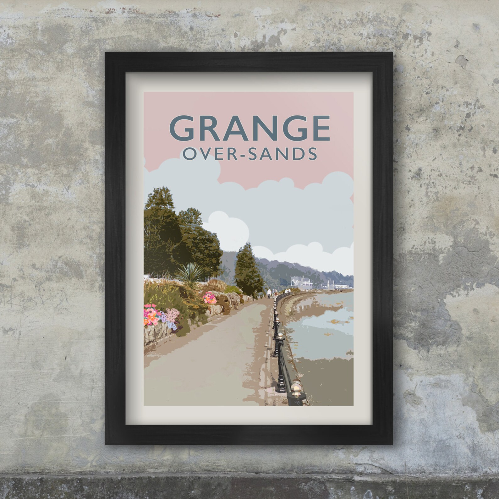 Grange-over-sands Retro style poster | Etsy