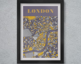 London Map Blueprint Vintage Street Map Poster Print - Etsy
