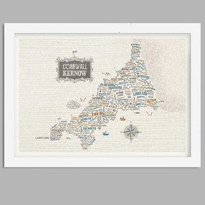 Map of Cornwall - Poster Print - Etsy