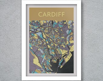 Personalised CARDIFF Wales Custom Map Poster Art home - Etsy UK