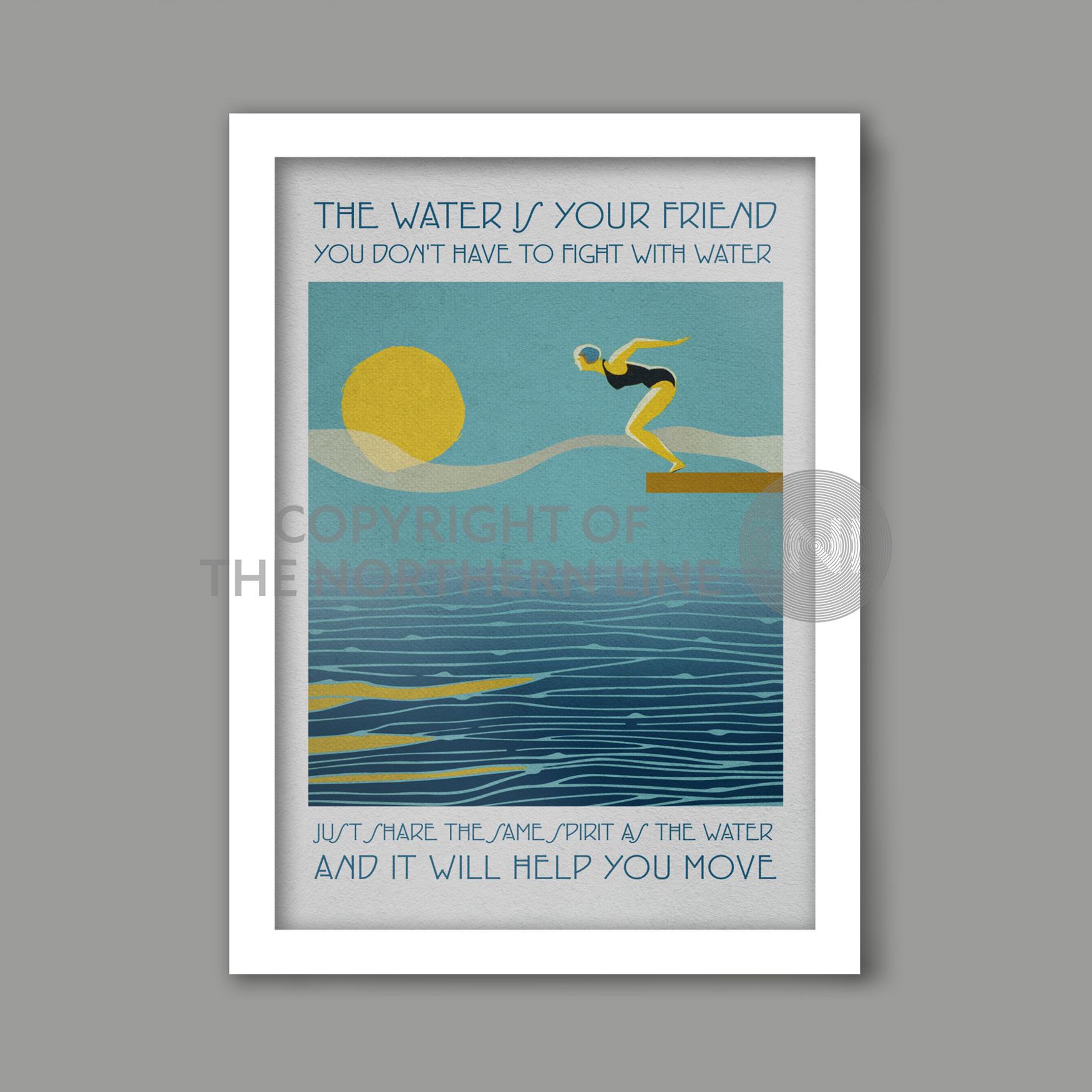 The Water is Your Friend - Swimming Poster Print - Etsy
