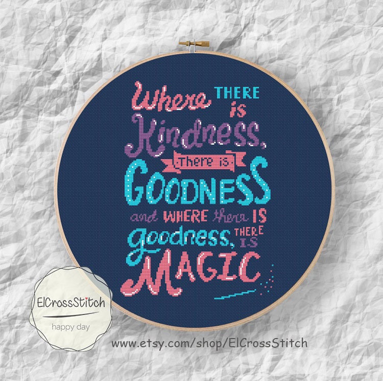 Quote Cross Stitch Pattern Where There is Kindness There is | Etsy