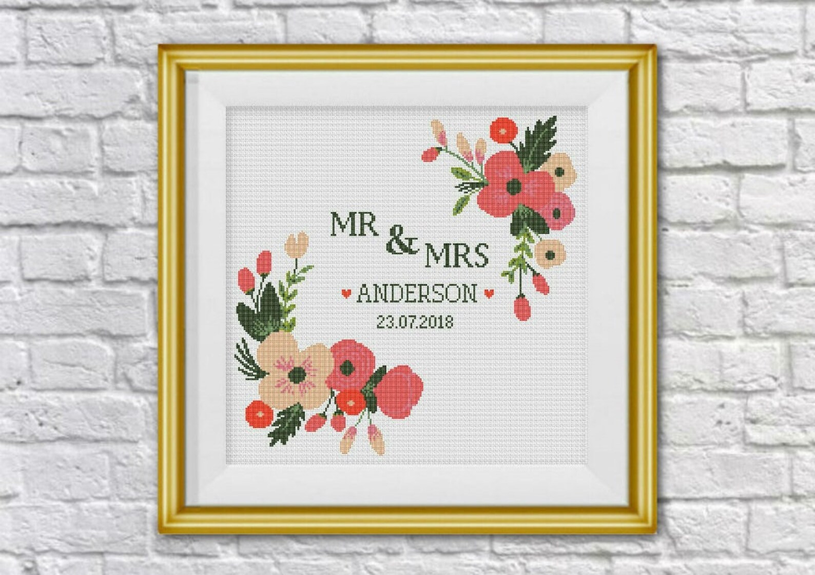 Wedding Cross Stitch Pattern Personalized Wedding Gift | Etsy