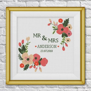 Wedding Cross Stitch Pattern Personalized Wedding Gift - Etsy