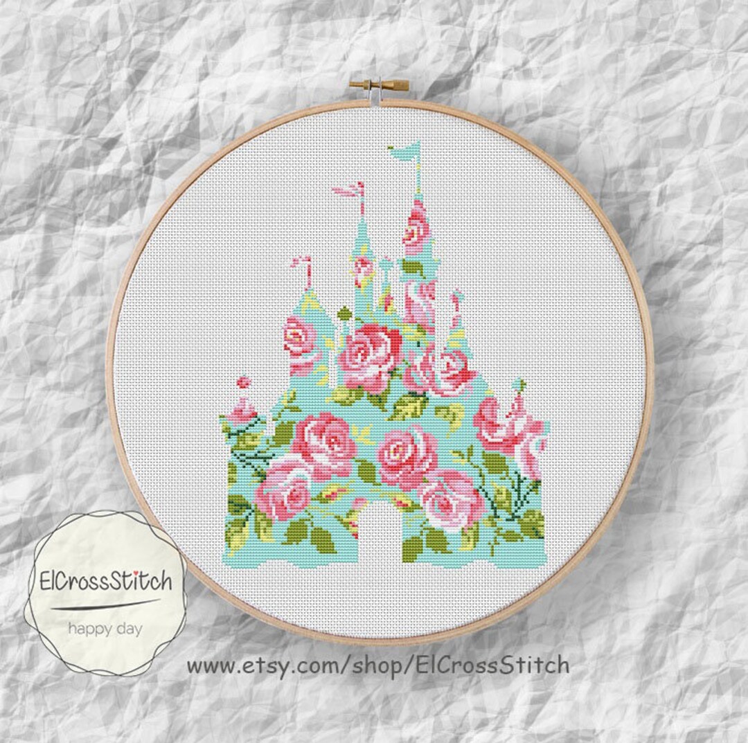 Castle Cross Stitch Pattern,floral World Cross Stitch Chart,flowers ...