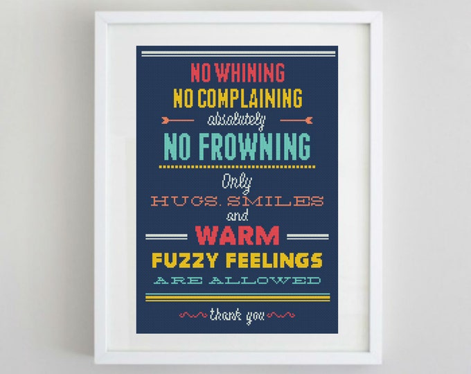 No Whining No Complaining Cross Stitch Pattern Cross Stitch Chart ...