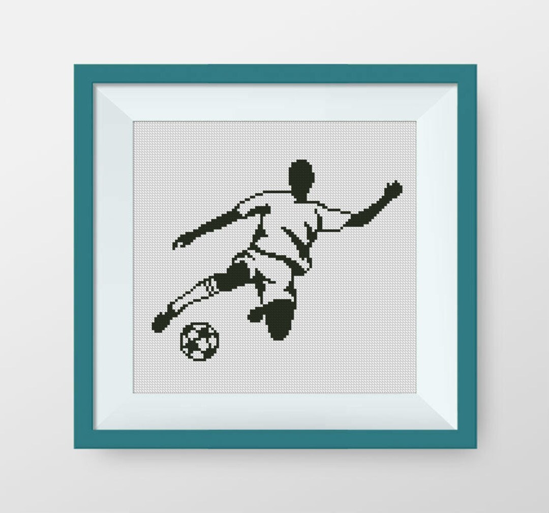 Football Player Cross Stitch Pattern,silhouette Cross Stitch Chart ...