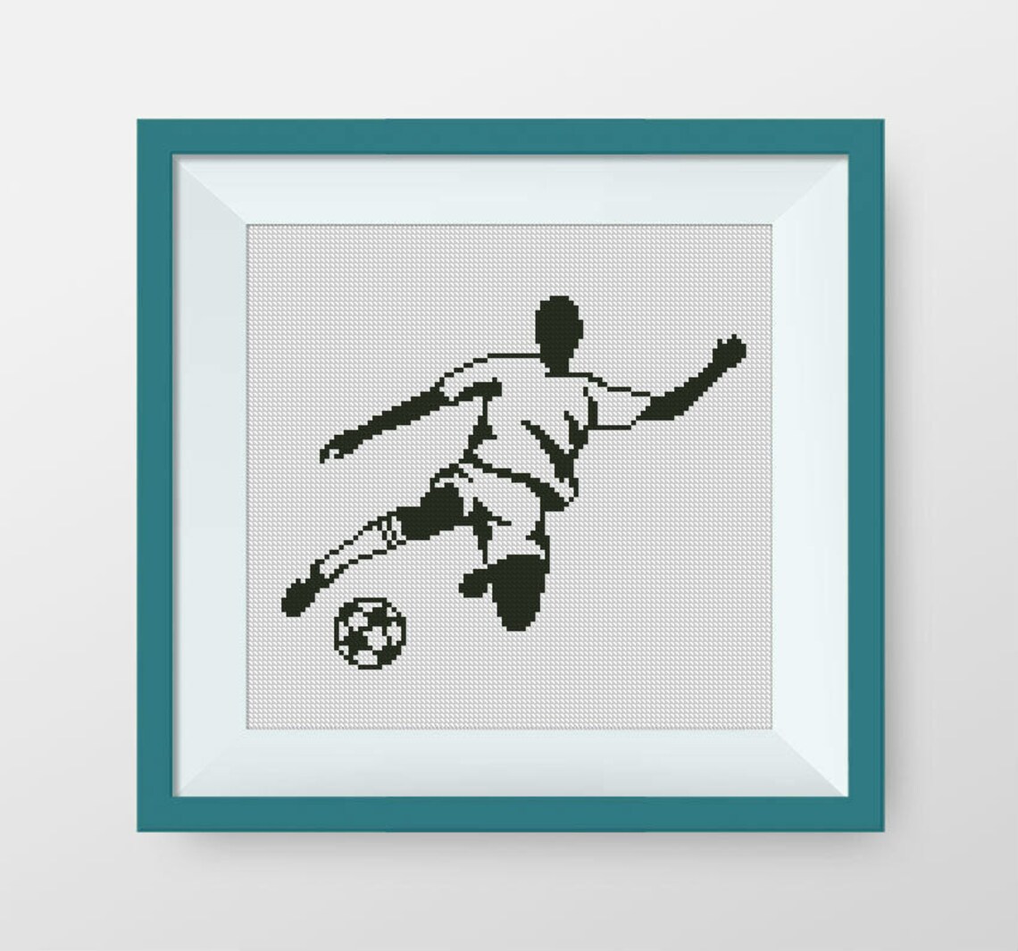 Football Player Cross Stitch Patternsilhouette Cross Stitch - Etsy