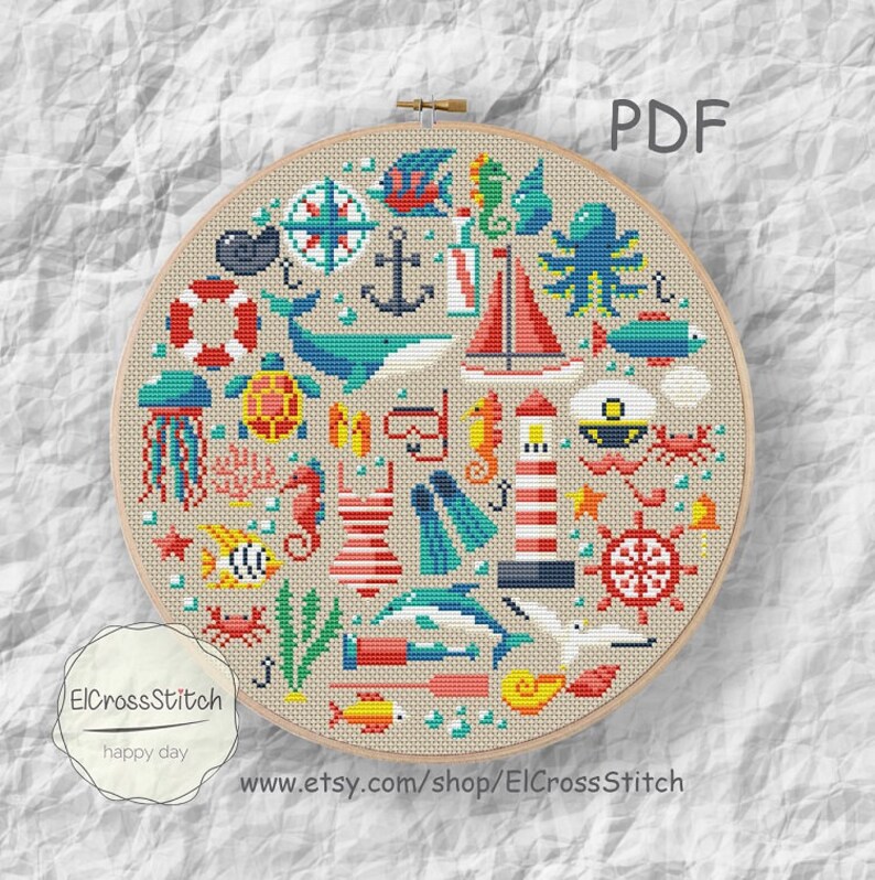 Sea Cross Stitch Patternbeginner Stitch instant - Etsy
