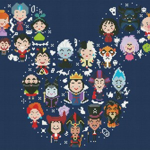 Mini Villains Cross Stitch Pattern, Villains Mini Pixel Cartoon Hero ...
