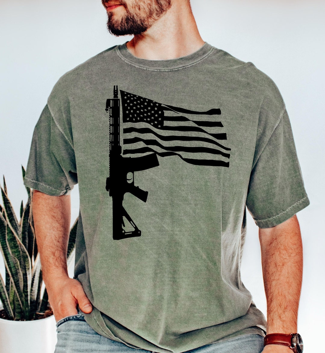 Rifle American Flag Shirt, Rifle T-shirts, Second Amendment Shirt ...
