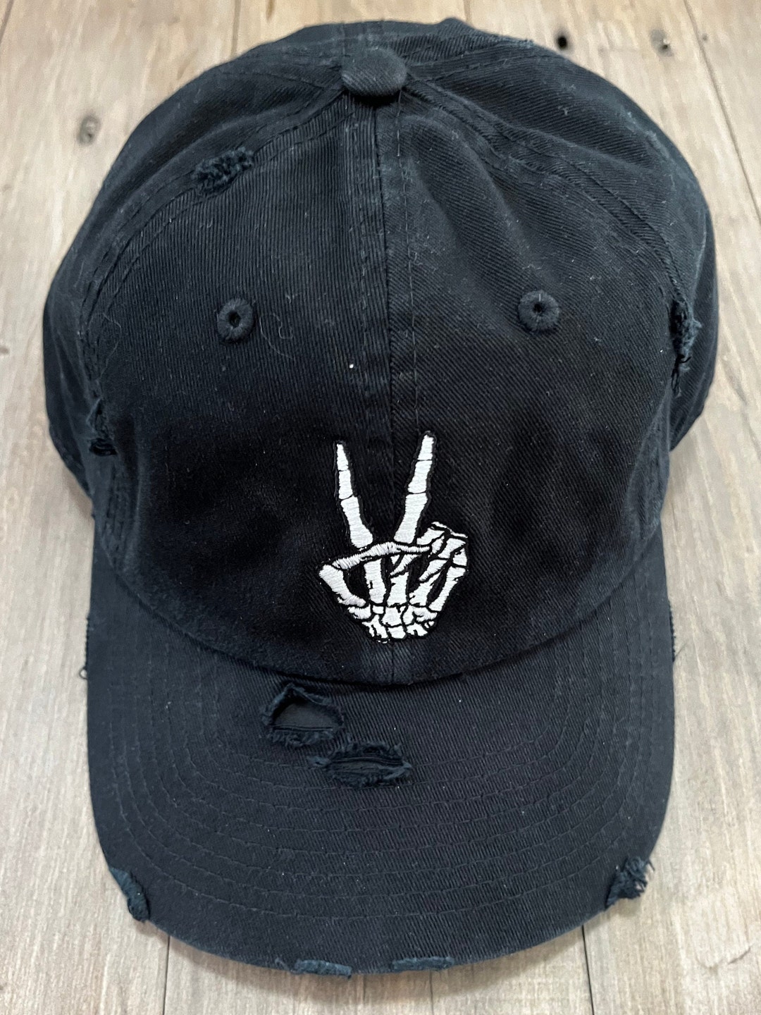 Halloween Hat-skelton Peace Hat, Embroidered Skeleton Hat, Spooky ...