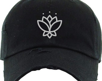 LOTUS FLOWER Baseball Hat Embroidered Dad Cap Yoga Mandala - Etsy