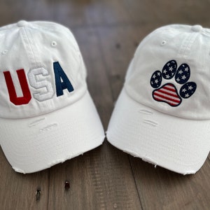 Embroidered USA Hat-4th of July Hat-paw Print Hat-july 4th Hat-party in ...