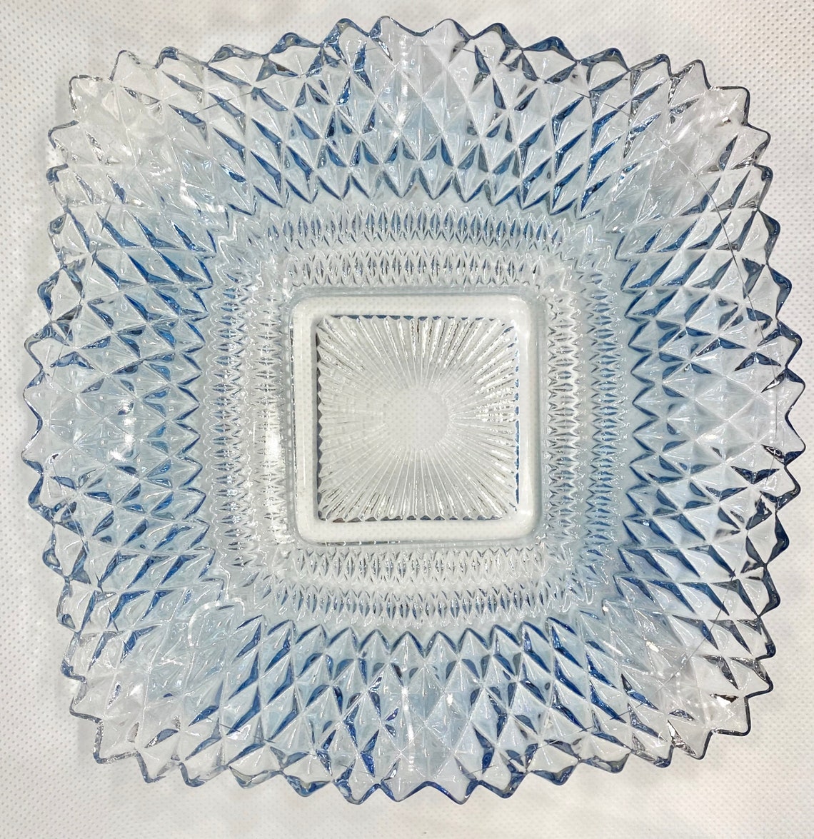 Vintage Blue Glass Ruffled Edge Candy Dish - Etsy