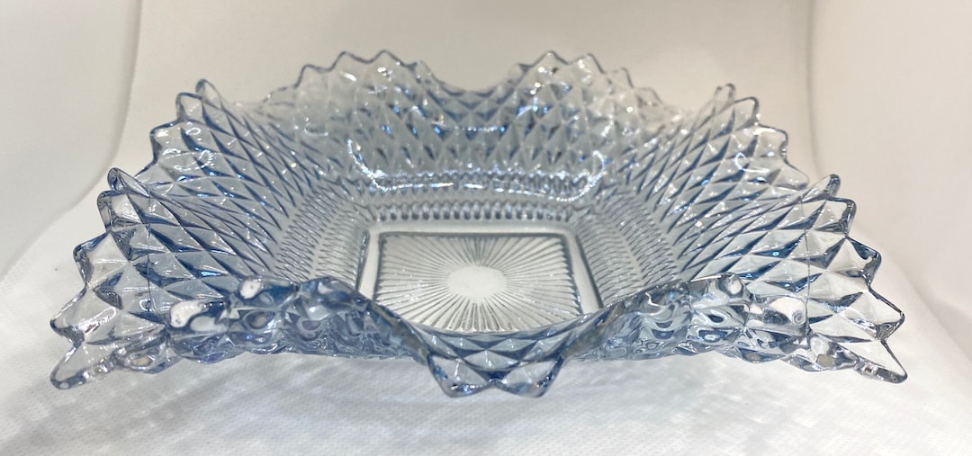 Vintage Blue Glass, Ruffled Edge Candy Dish - Etsy