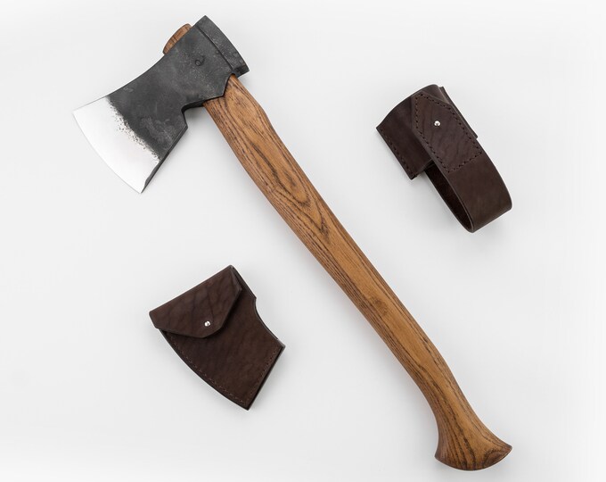 Small Bearded Axe With Short Handle and Leather Wrapping, Viking Axe ...