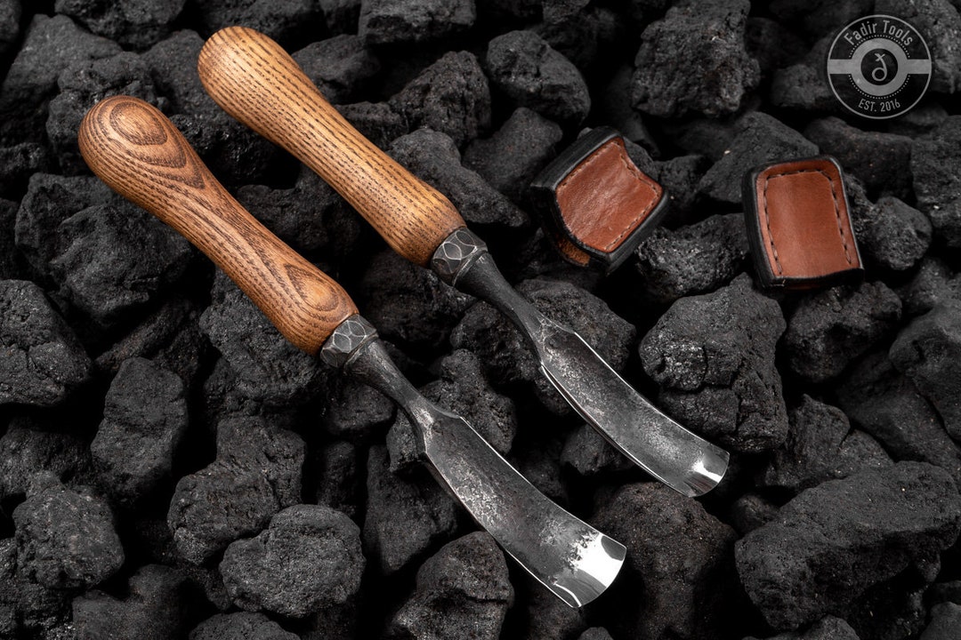 Set of Spoon Bent Chisels of 2 and 3cm Han Forged Carving Tools for ...