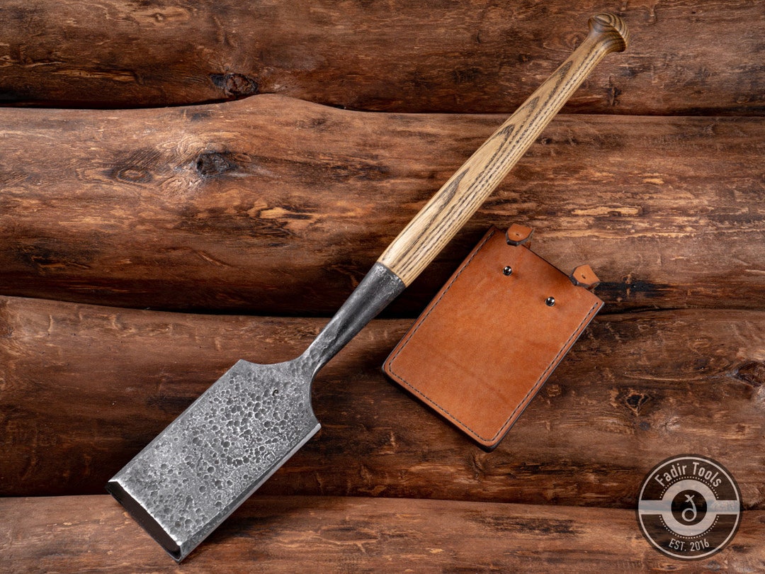 4 Long Timber Framing Chisel With Angeled Handle, Beveled Edge, Leather ...