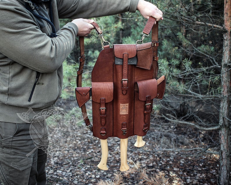 Leather Backpack for Three Axes Closed Case for Axe Handmade | Etsy