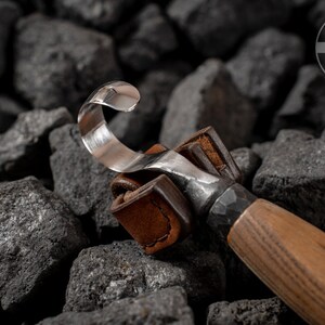 Beveled Small Hook Knife Hand Forged Spoon Carving Tool With Leather ...