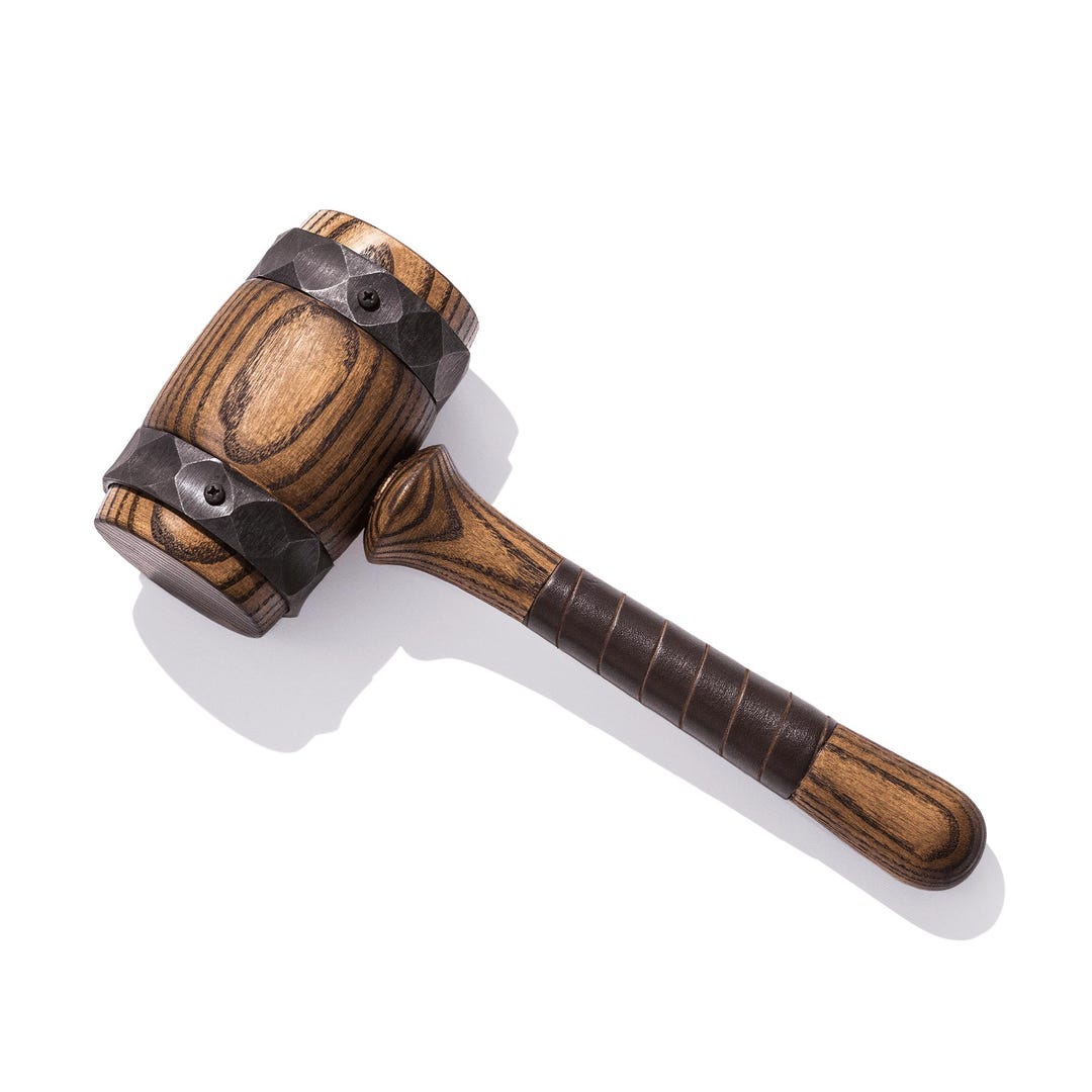 Middle-sized Round Wooden Mallet With Metal Rings - Etsy