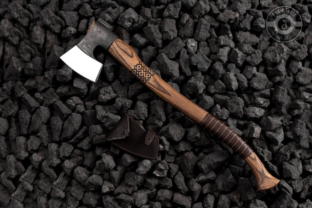 Hand Forged Bushcraft Axe With Carvings Camping Axe for Splitting With ...