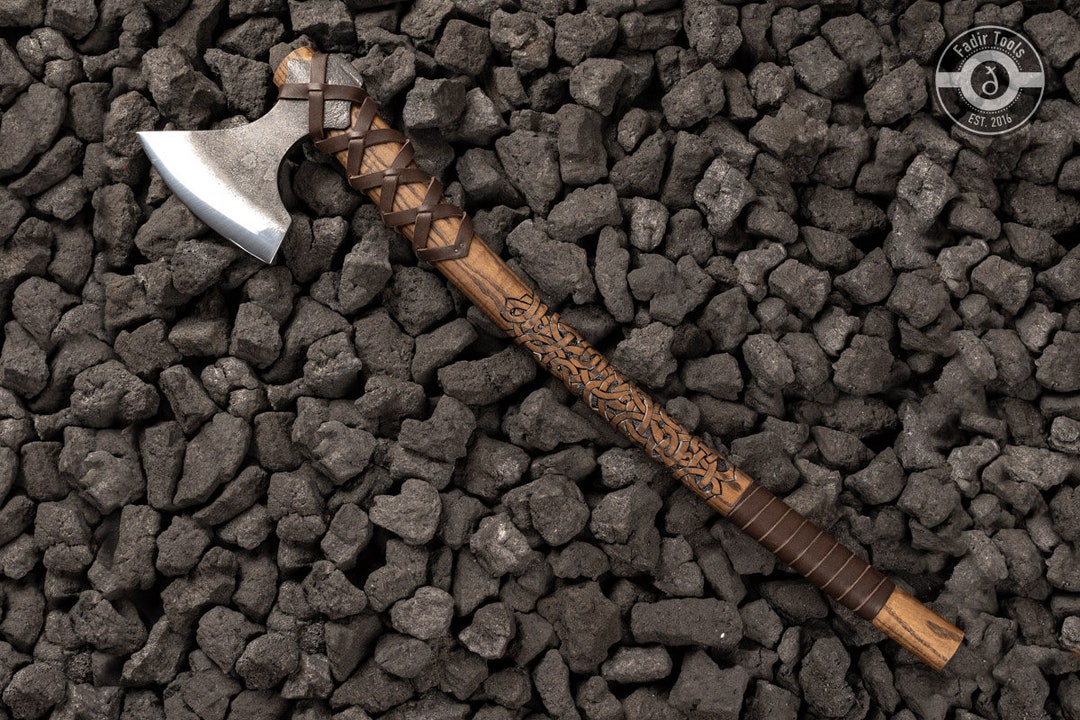 Viking Age Baltic/slavic Axe With Long Shaft Leather Wrapping - Etsy