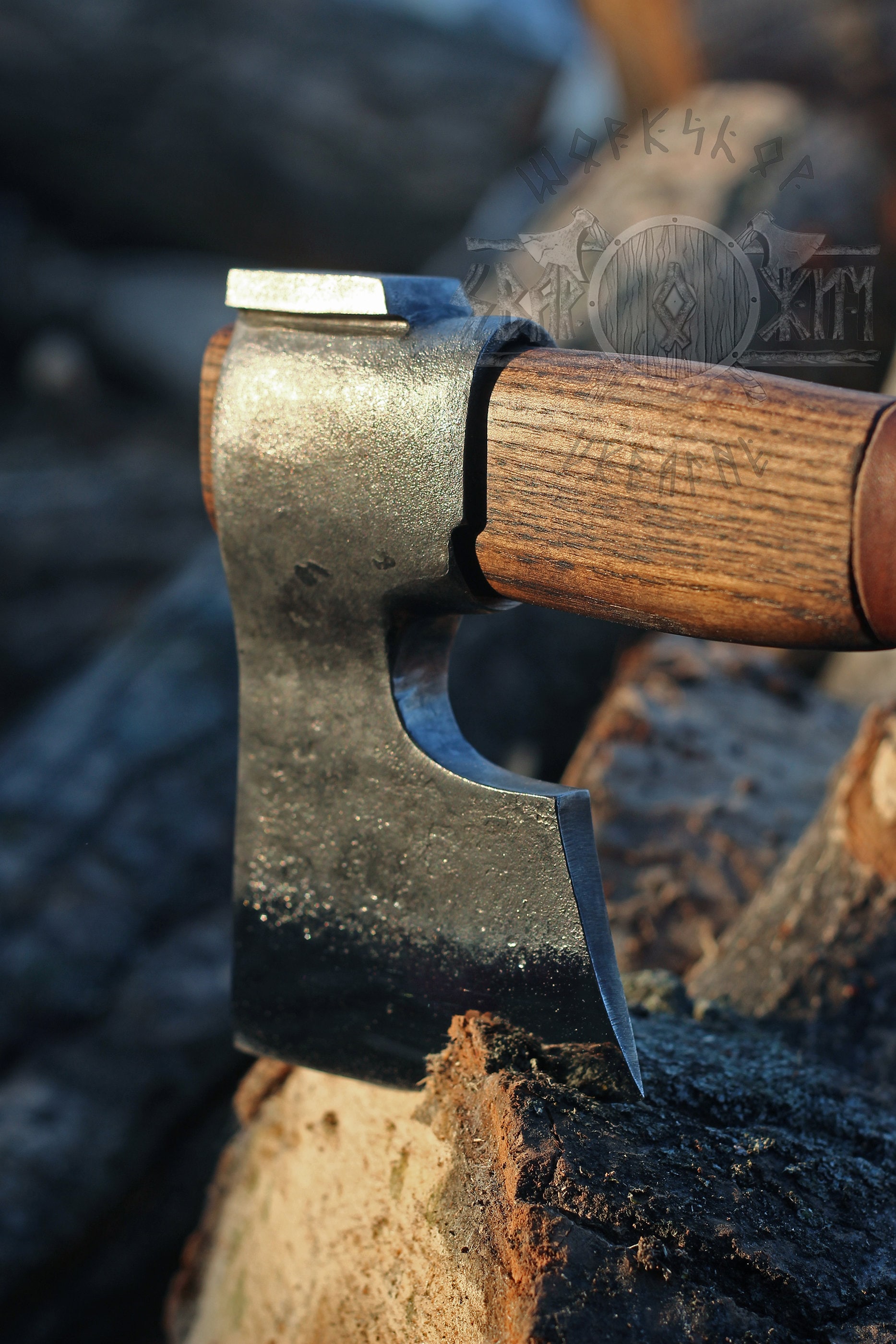 Small Bearded Finnish Axe With Short Handle and Leather | Etsy