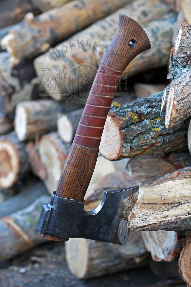 Small Bearded Finnish Axe With Short Handle and Leather | Etsy