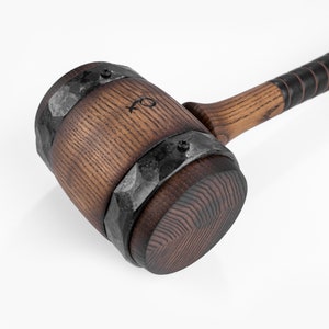 Big Round Wooden Mallet With Metal Rings - Etsy
