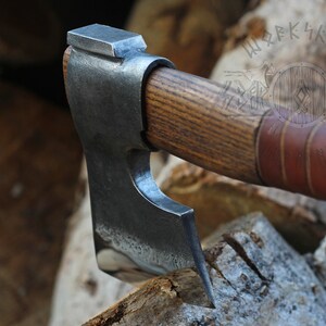 Small Bearded Finnish Axe with Short Handle and Leather | Etsy