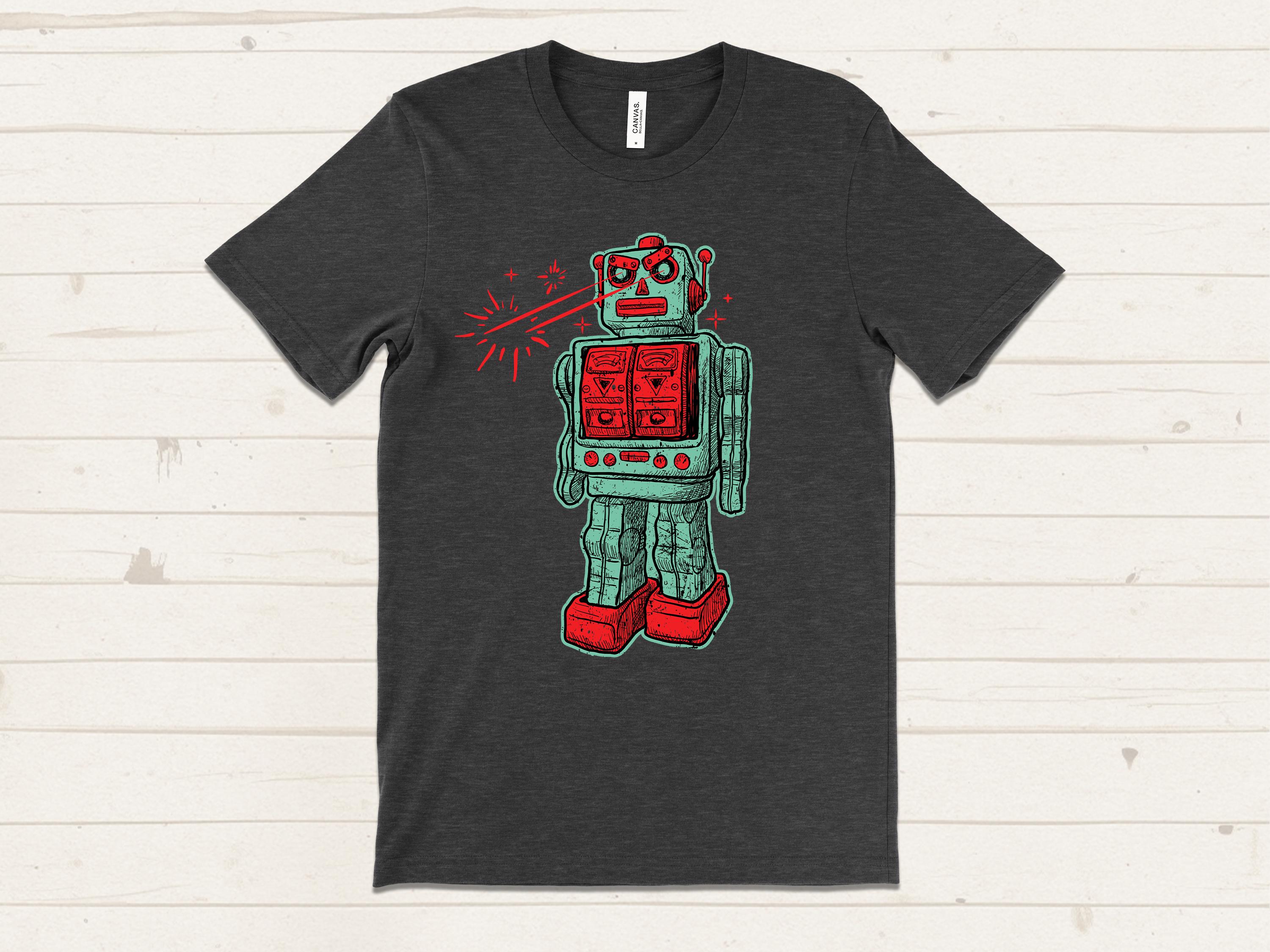 Evil Robot T Shirt, Retro Robot Graphic Tee, Vintage Sci-fi Shirt ...
